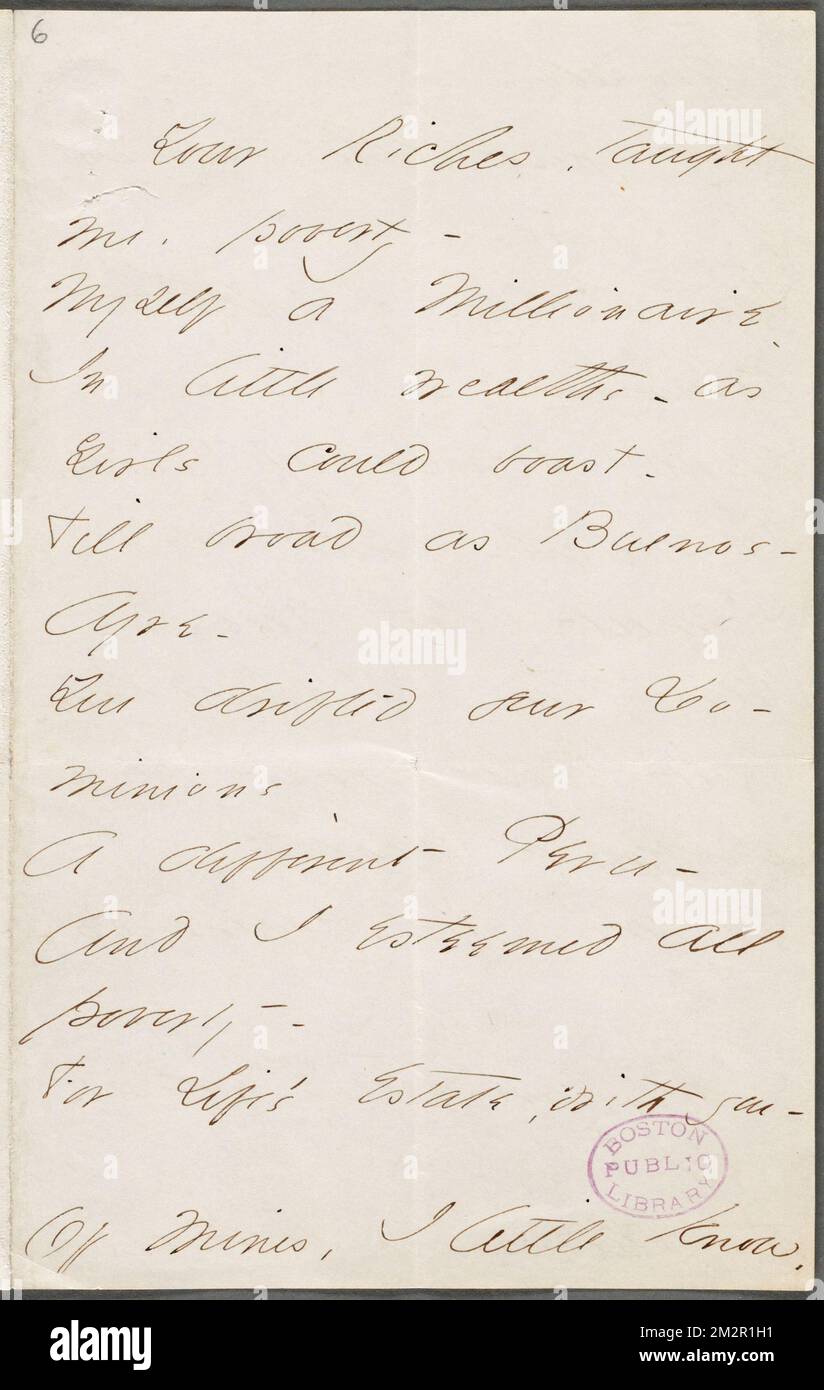 Emily Dickinson, Amherst, Mass., autograph manuscript poem: Your riches ...