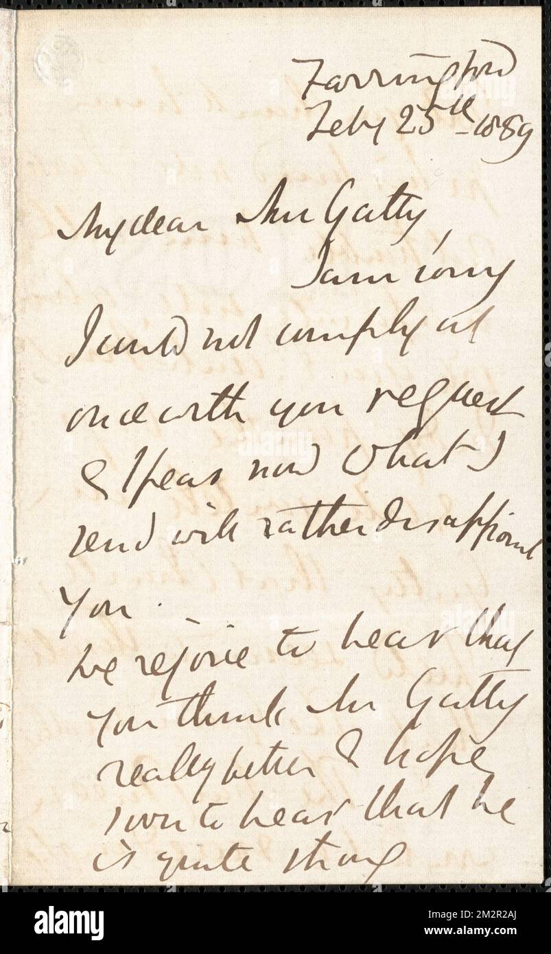 Emily Tennyson autograph letter signed to Mrs. Gatty, Farringford ...
