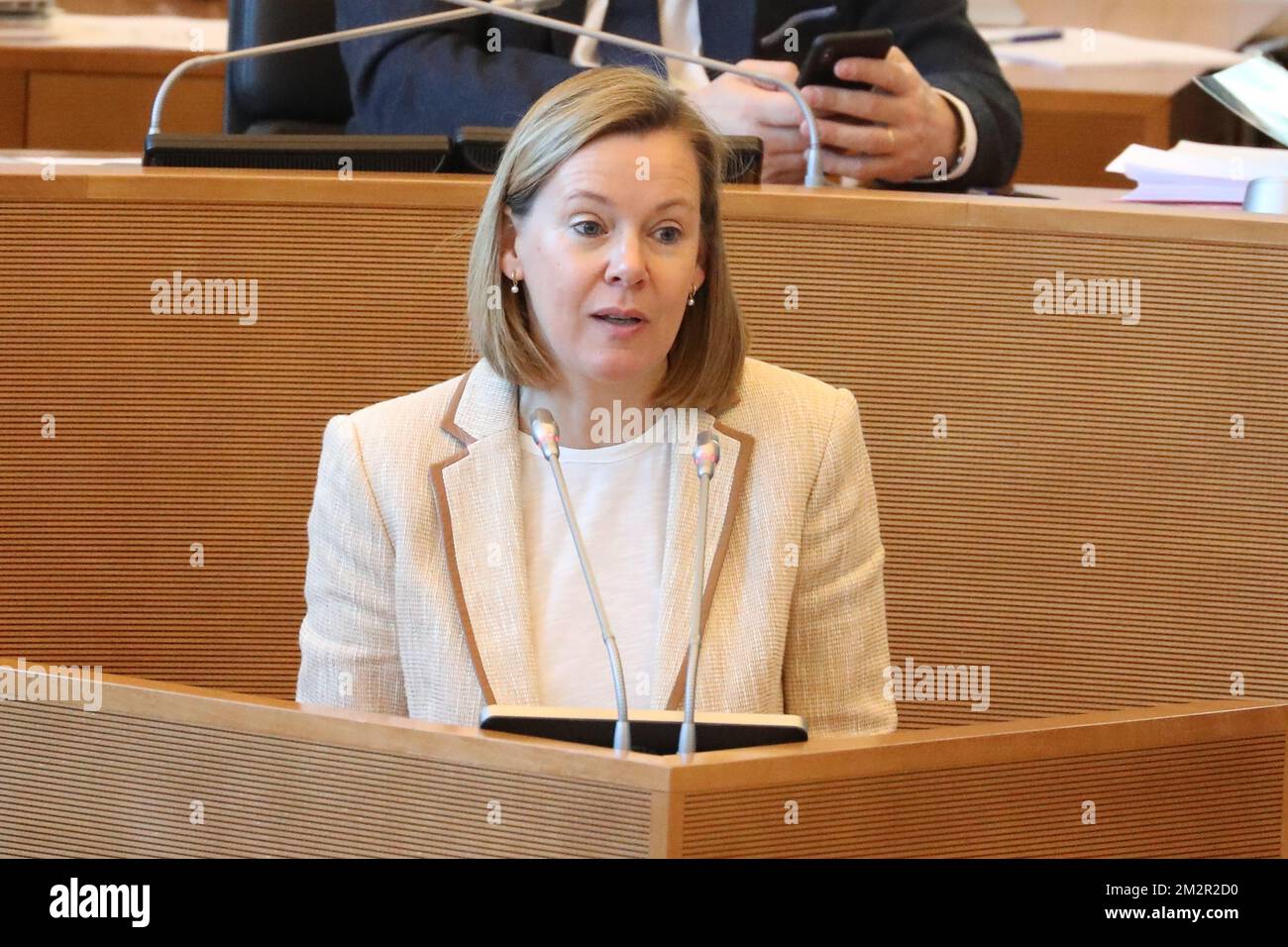 cdH's Isabelle Moinnet pictured during a plenary session of the Walloon ...