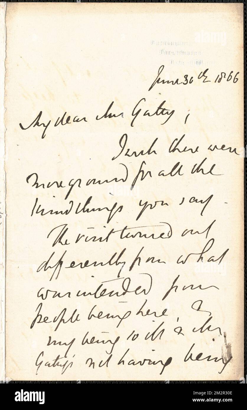Emily Tennyson autograph letter signed to Mrs. Gatty, Farringford, Isle ...