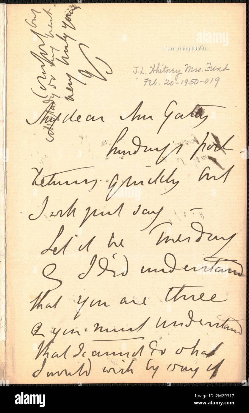 Emily Tennyson autograph letter signed to Mrs. Gatty, Farringford ...