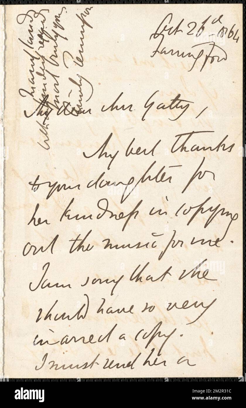 Emily Tennyson autograph letter signed to Mrs. Gatty, Farringford ...
