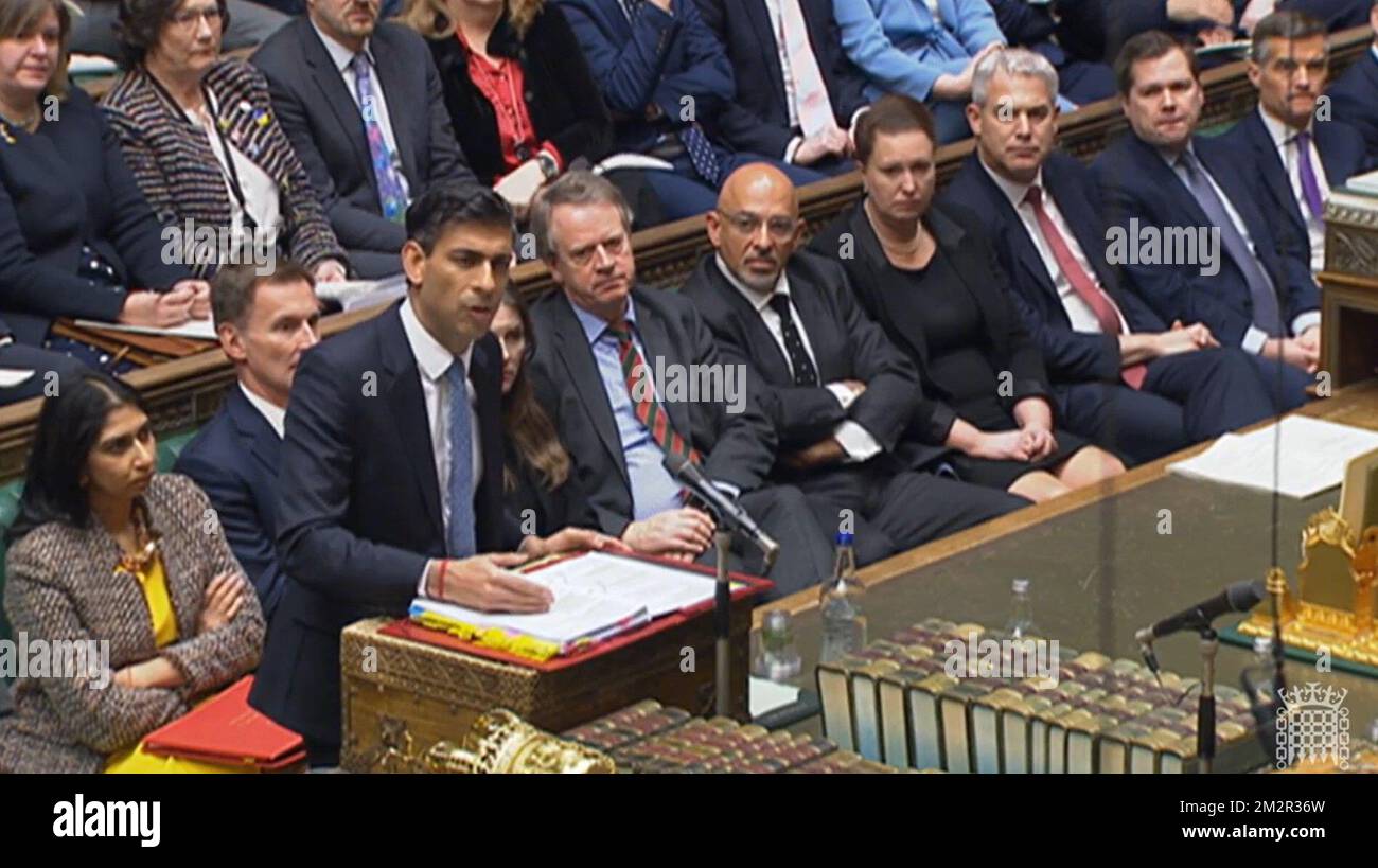 Prime Minister Rishi Sunak speaks during Prime Minister's Questions in ...