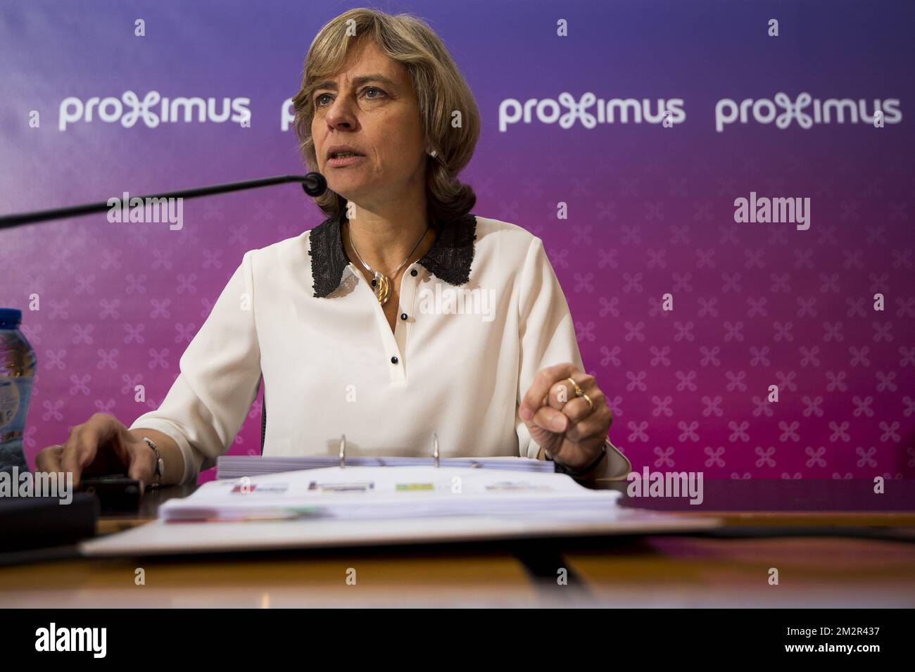 Proximus CEO Dominique Leroy pictured during a press conference to ...