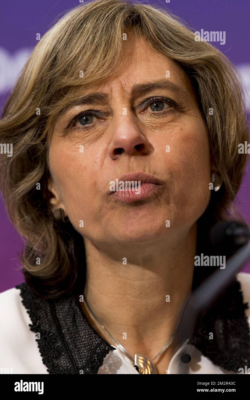 Proximus CEO Dominique Leroy pictured during a press conference to ...
