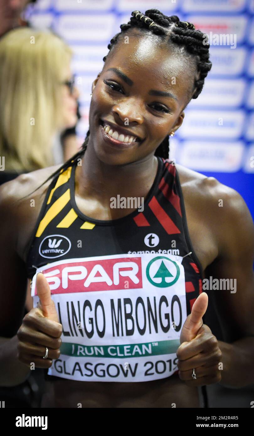 Belgian Cynthia Bolingo Mbongo celebrates after winning the semi finals ...