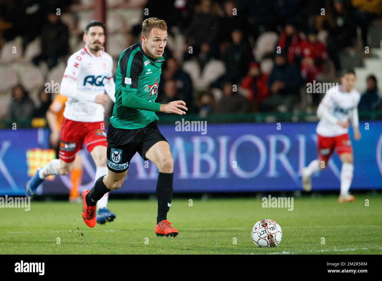 Cercle's Irvin Cardona pictured in action during a soccer match between ...