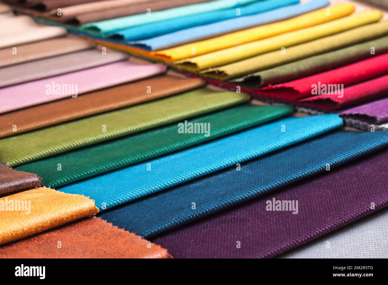 Color samples of the upholstery fabric in the assortment Stock Photo ...