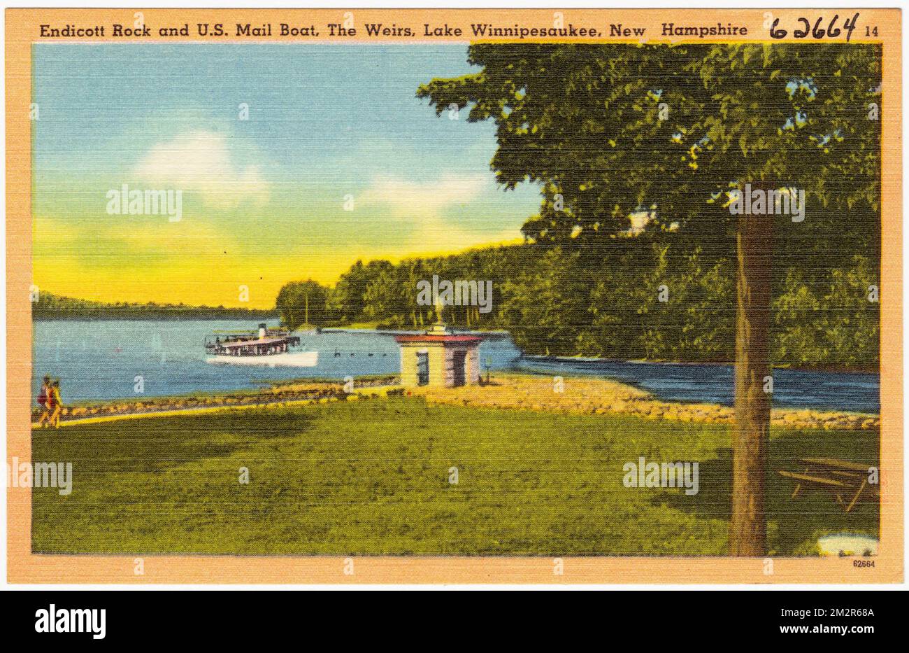Endicott Rock and U.S. Mail Boat, The Weirs, Lake Winnipesaukee, N.H ...