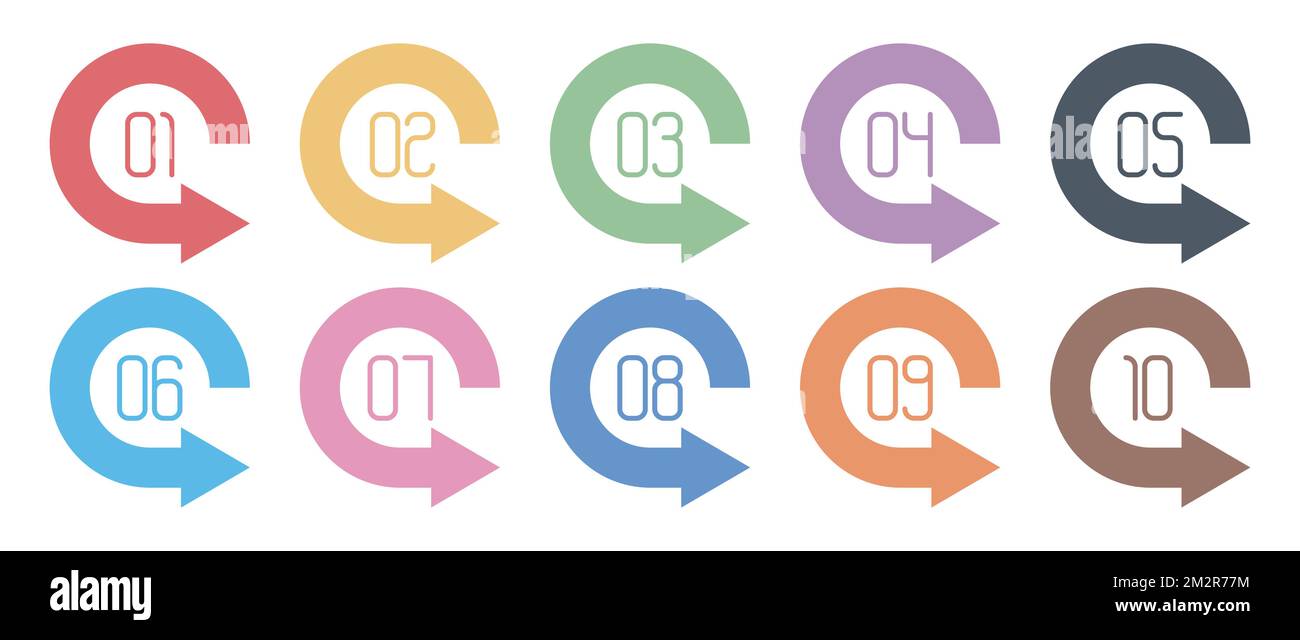 Number Info-graphic Bullet points 1 to 10 Vector, Arrow Shape numbers ...