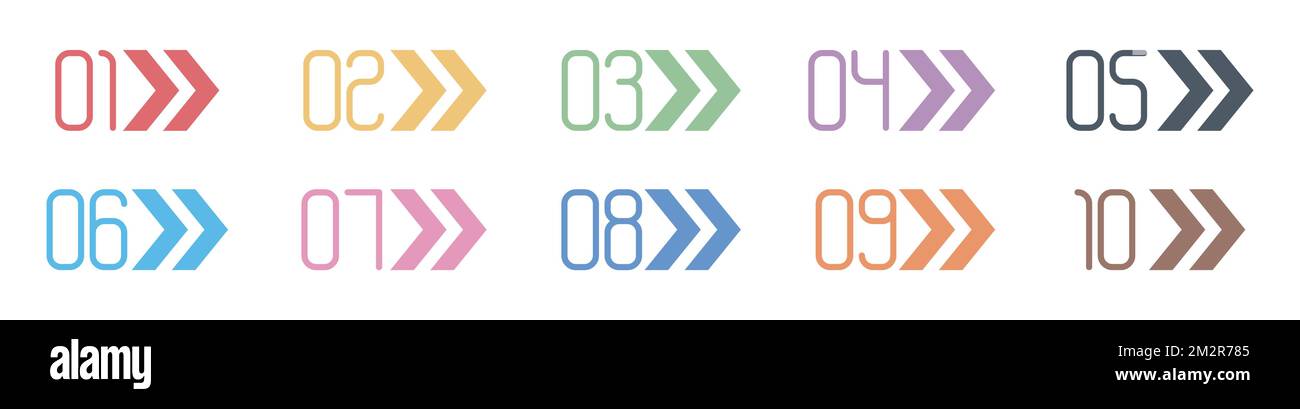Number Info-graphic Bullet points 1 to 10 Vector, Arrow Shape numbers ...