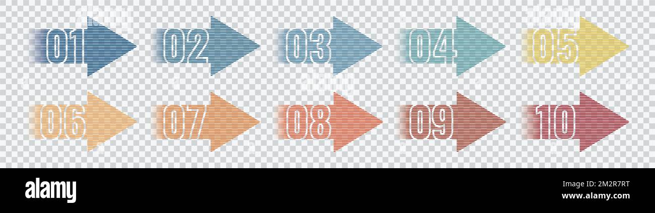 Number Info-graphic Bullet points 1 to 10 on transparent background ...