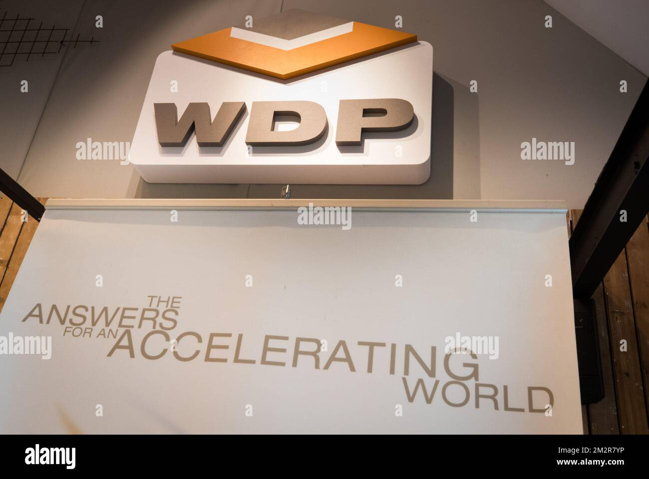 Illustration picture shows a logo at the headquarters of real estate ...