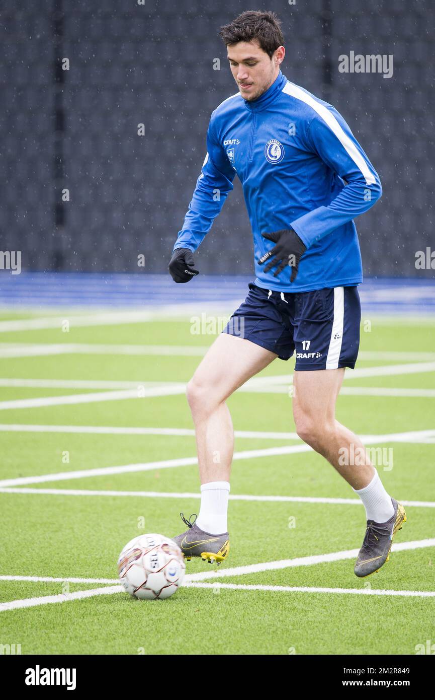 Gent's Roman Yaremchuk pictured in action during a training session of ...