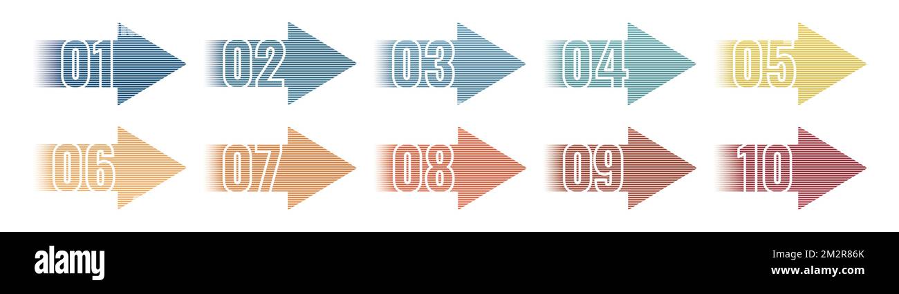 Number Info-graphic Bullet points 1 to 10 Vector, Arrow Shape numbers ...