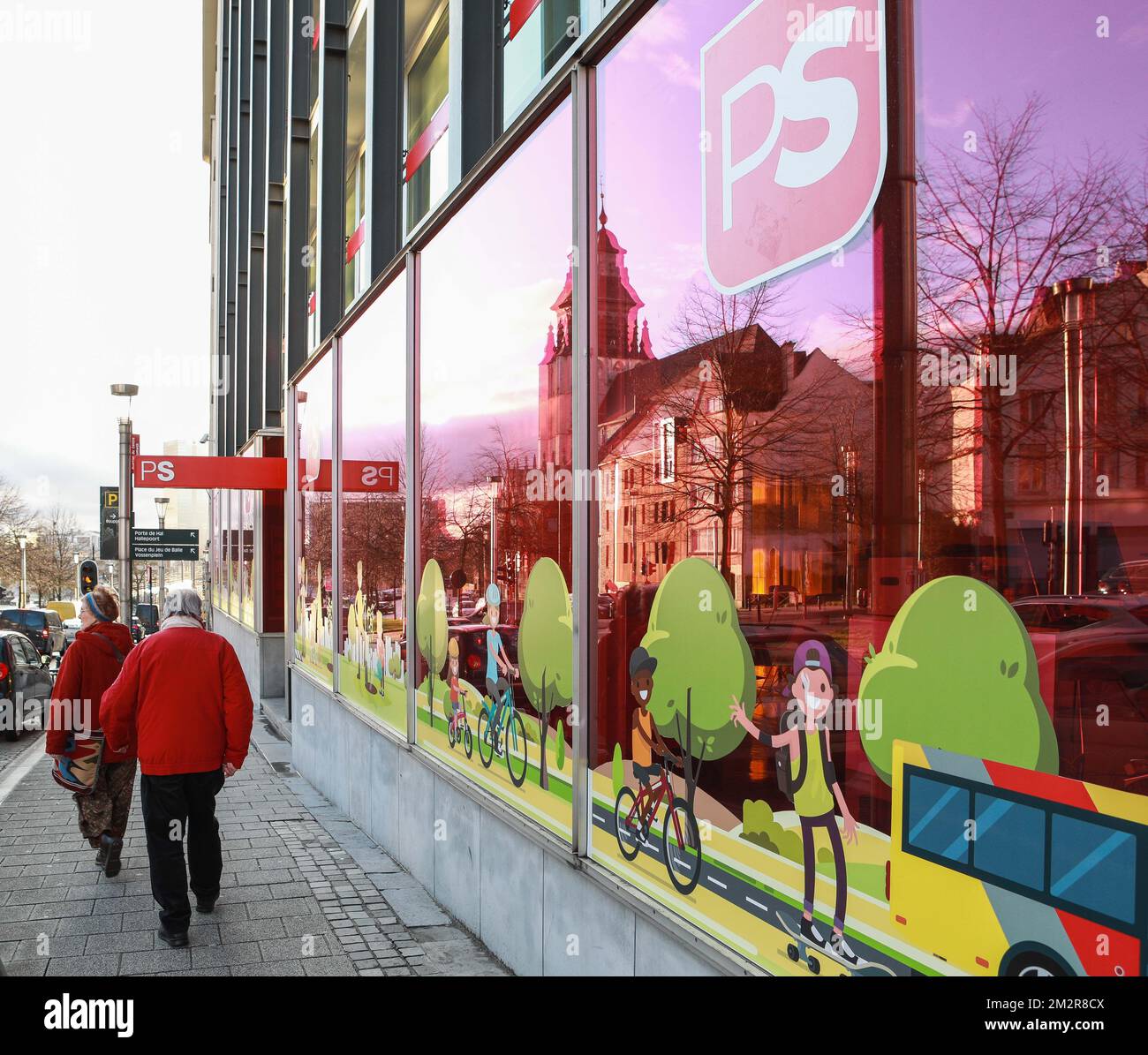 Illustration picture shows the headquarters of PS party in Brussels ...