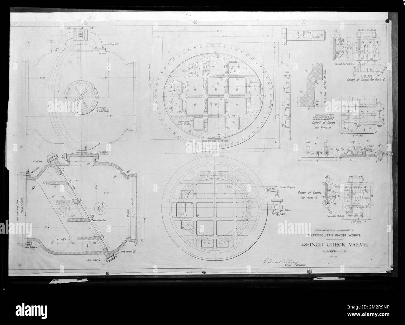 Engineering Plans, Distribution Department, 48-inch check valve, Mass ...
