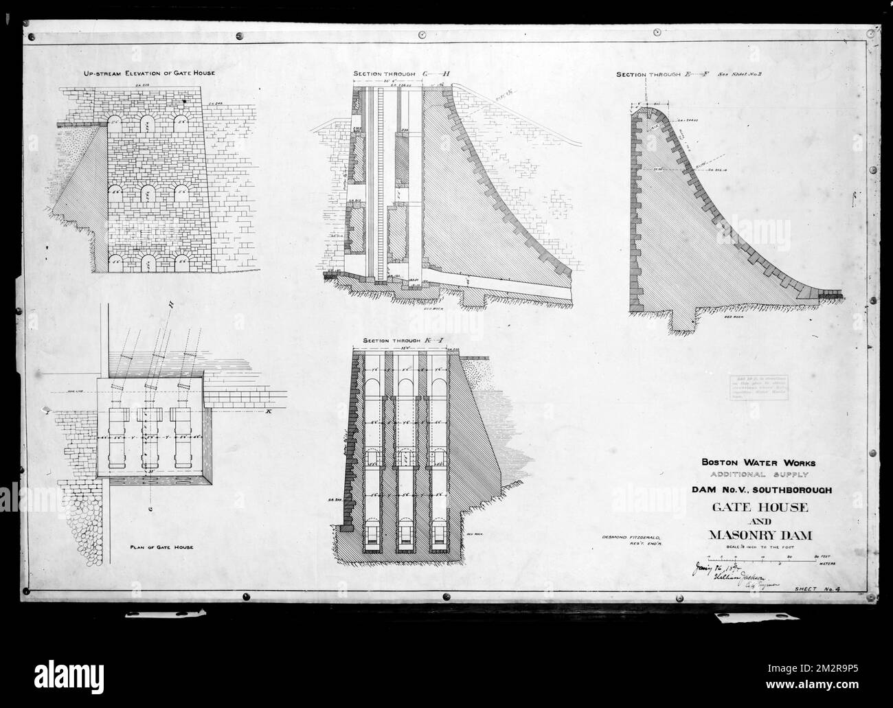 Engineering Plans, Dam No. 5 [Sudbury Dam], Gatehouse and Masonry Dam ...