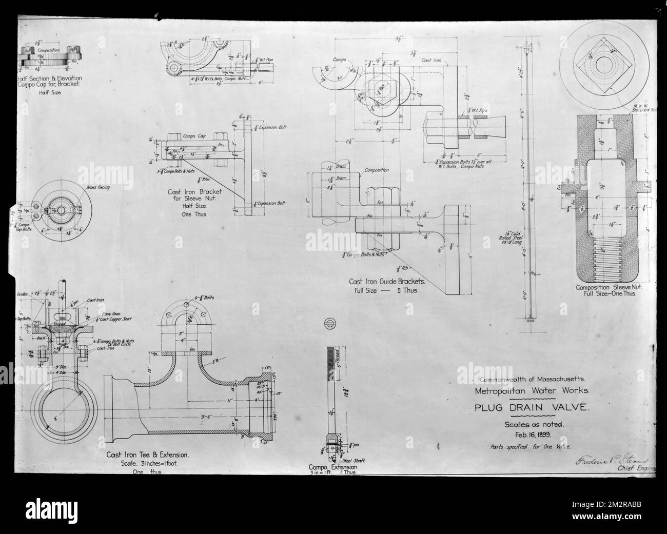Engineering Plans, Distribution Department, plug drain valve, Mass ...