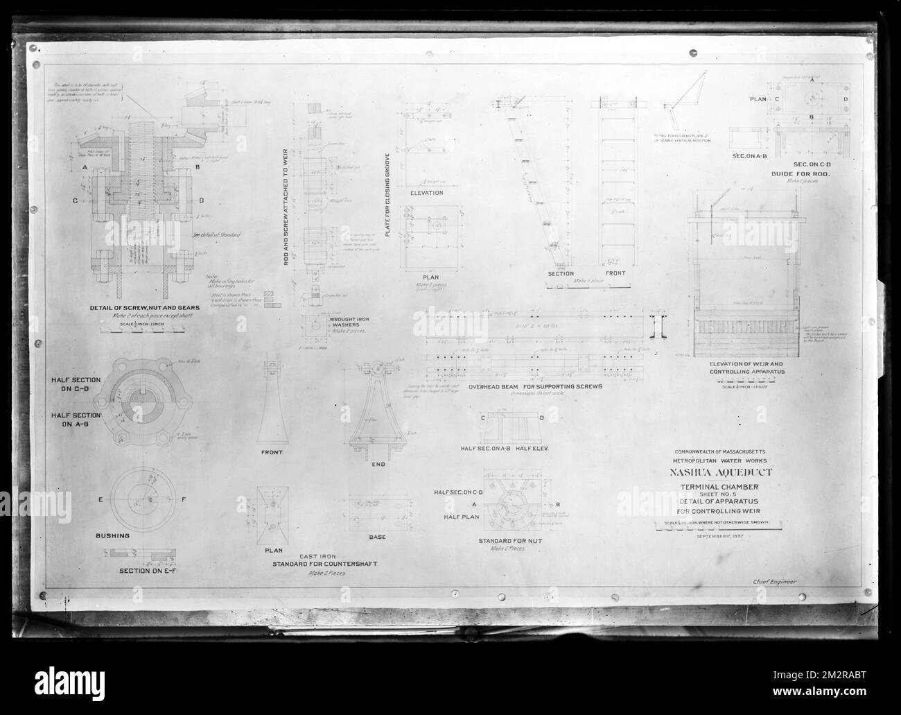Engineering Plans, Wachusett Aqueduct, Terminal Chamber, detail of ...