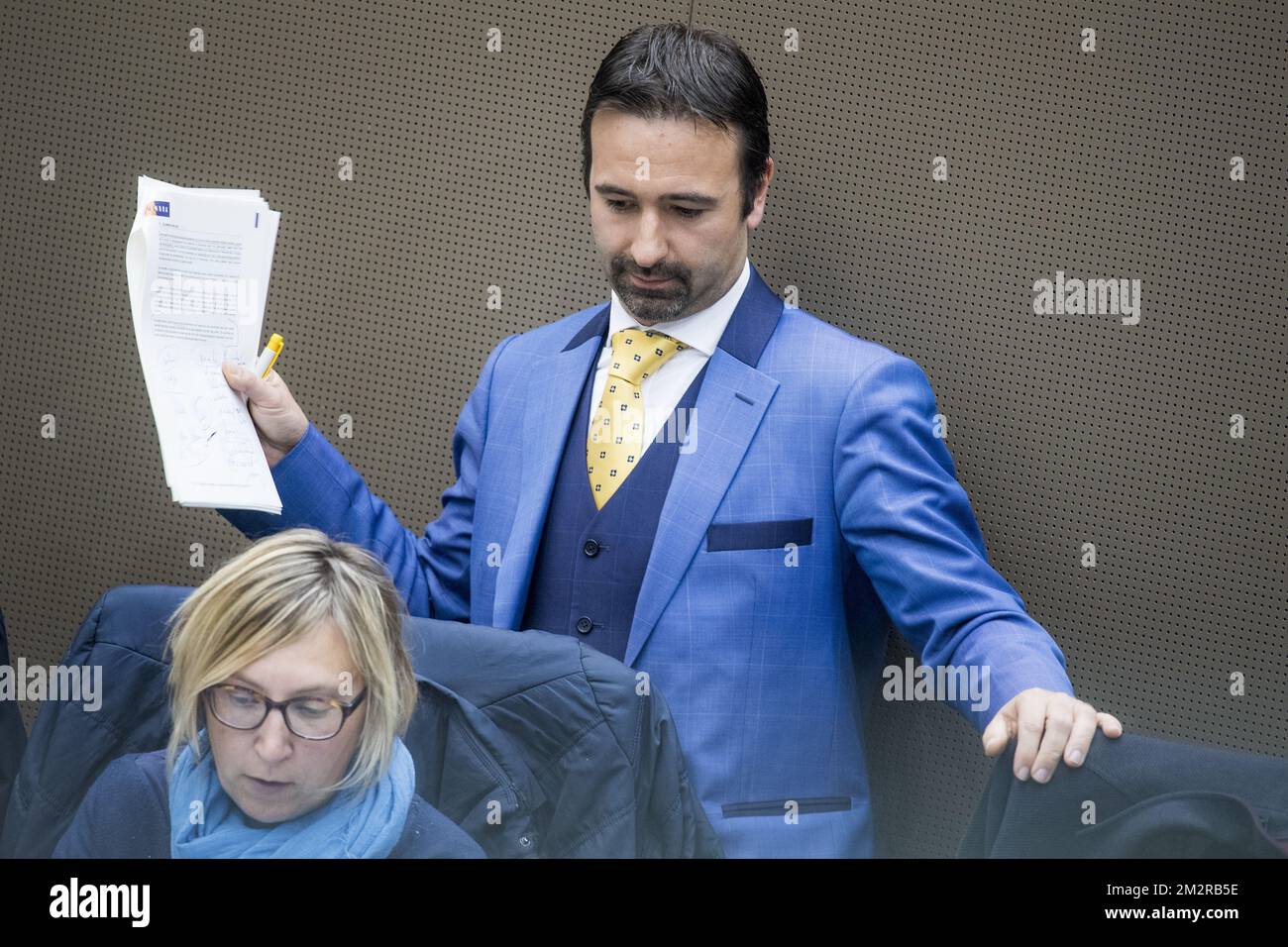 N-VA's Koen Daniels pictured during a plenary session of the Flemish ...
