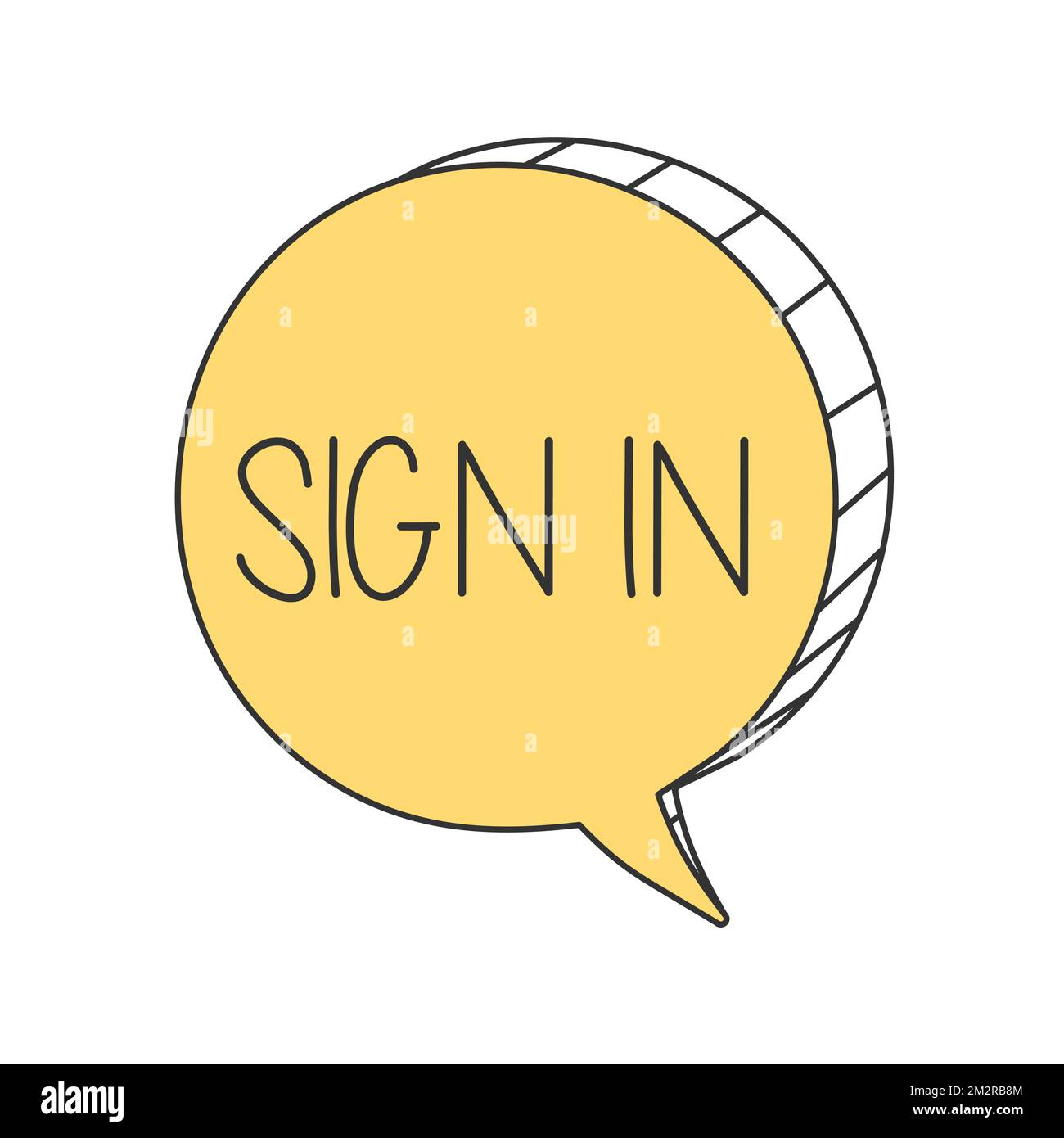 Sign in yellow cartoon, hand draw speech bubble Stock Vector Image ...