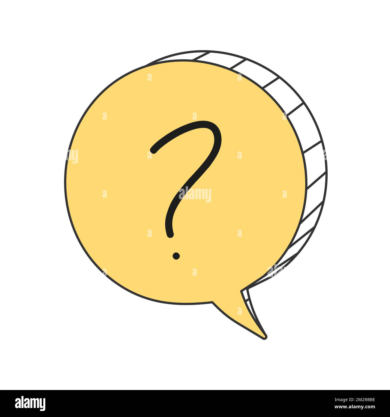 yellow speech bubble hand draw cartoon message box with question mark ...