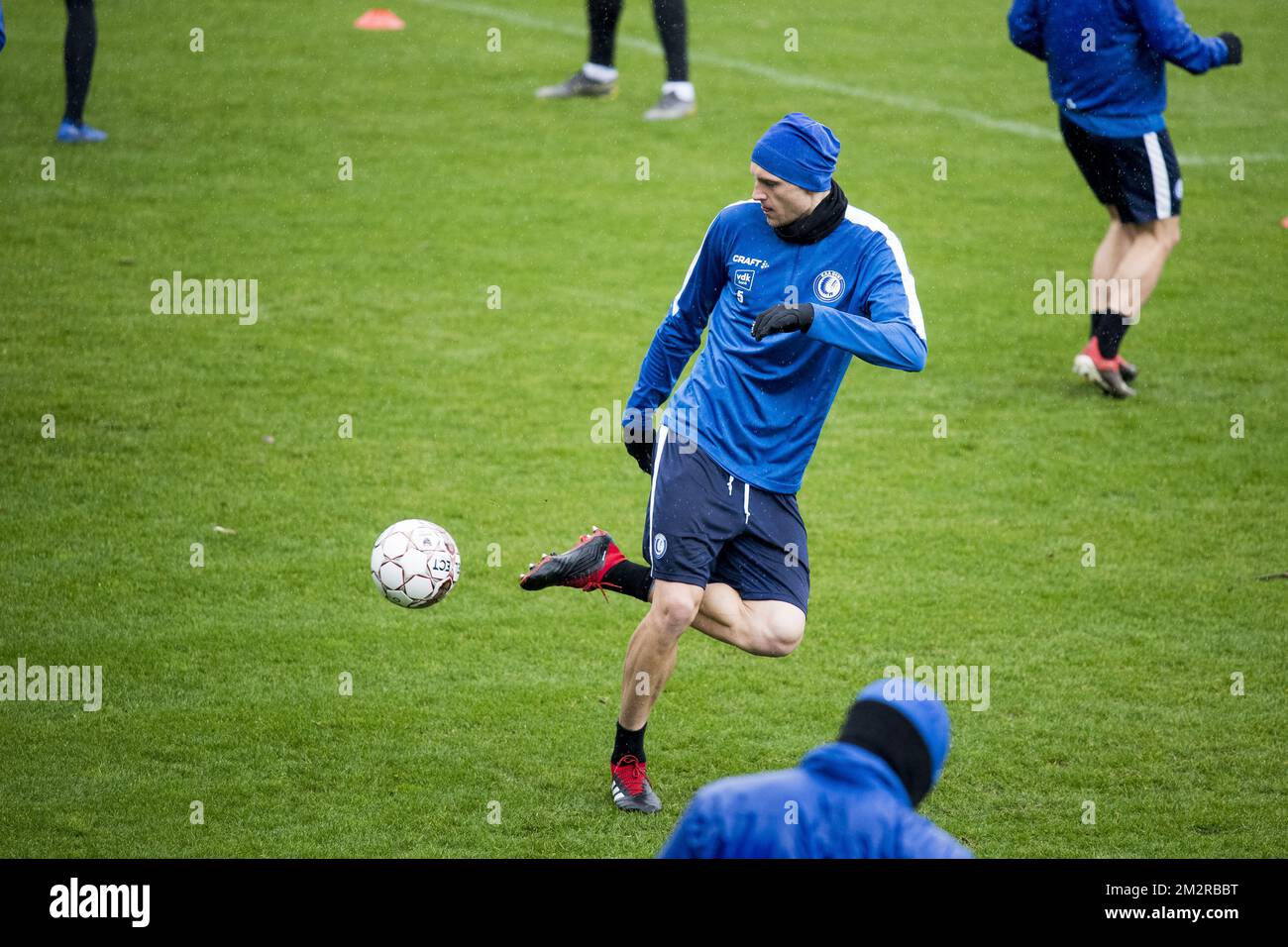 Gent's Igor Plastun pictured in action during a training session of ...