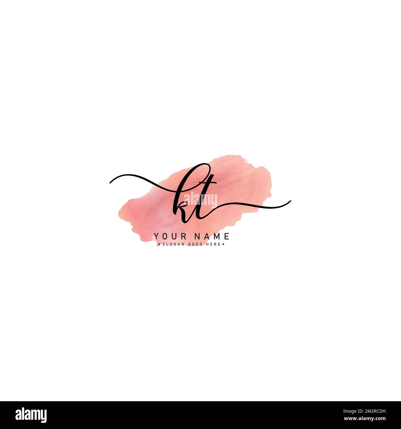 Watercolor Signature logo for Initial Letter KT - Vector Logo Template ...