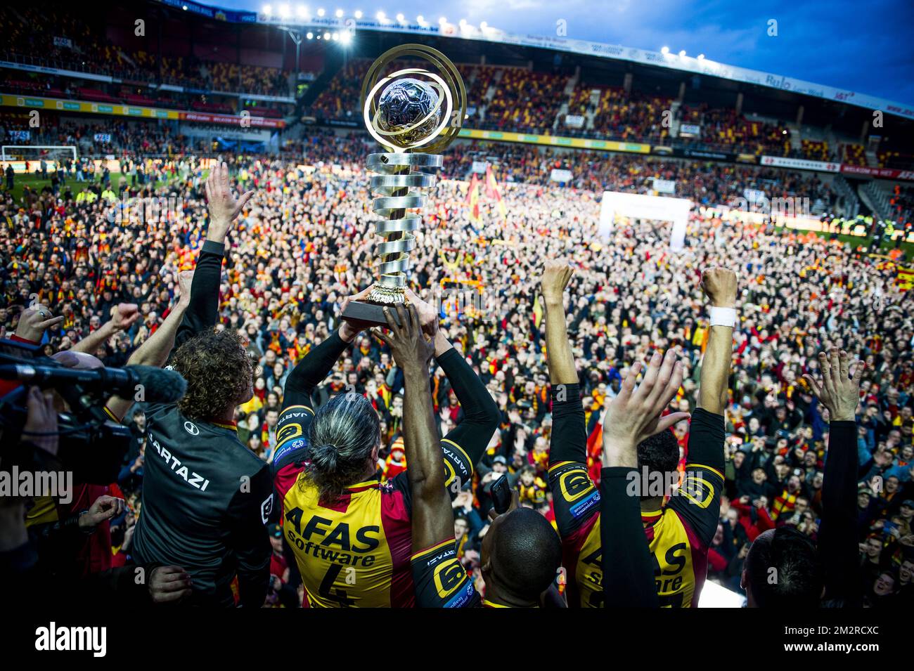 Mechelen's players pictured during the champion celebrations for KV ...