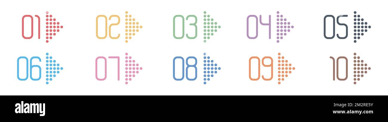 Number Info-graphic Bullet points 1 to 10 Vector, Arrow Shape numbers ...