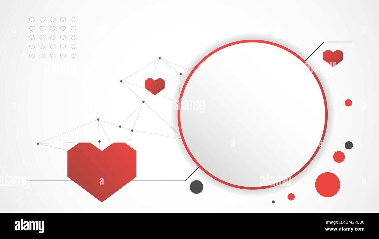 White Red Circle Technology Heart Background Abstract Technology With Line Digital Dna Red