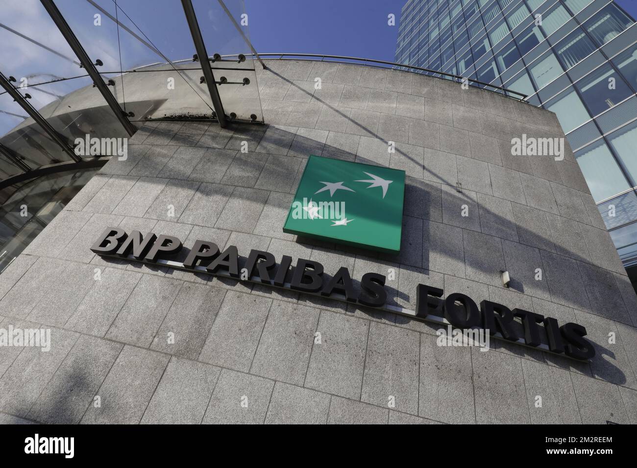 Illustration shows BNP Fortis Bank logo near North station, in Brussels ...