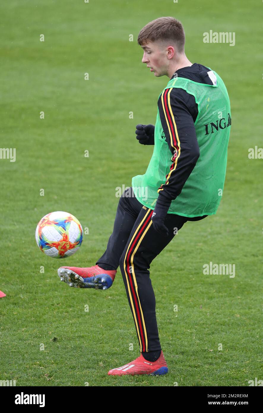 Belgium's Alexi Saelemakers pictured during a training of the u21 youth ...