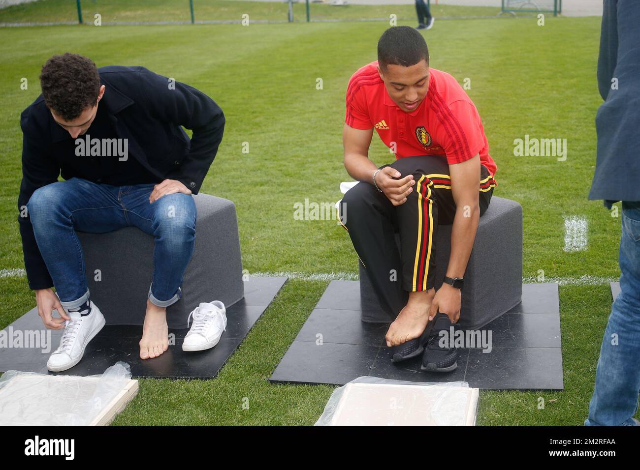 Jonathan Borlee and Belgium's Youri Tielemans pictured during a press ...