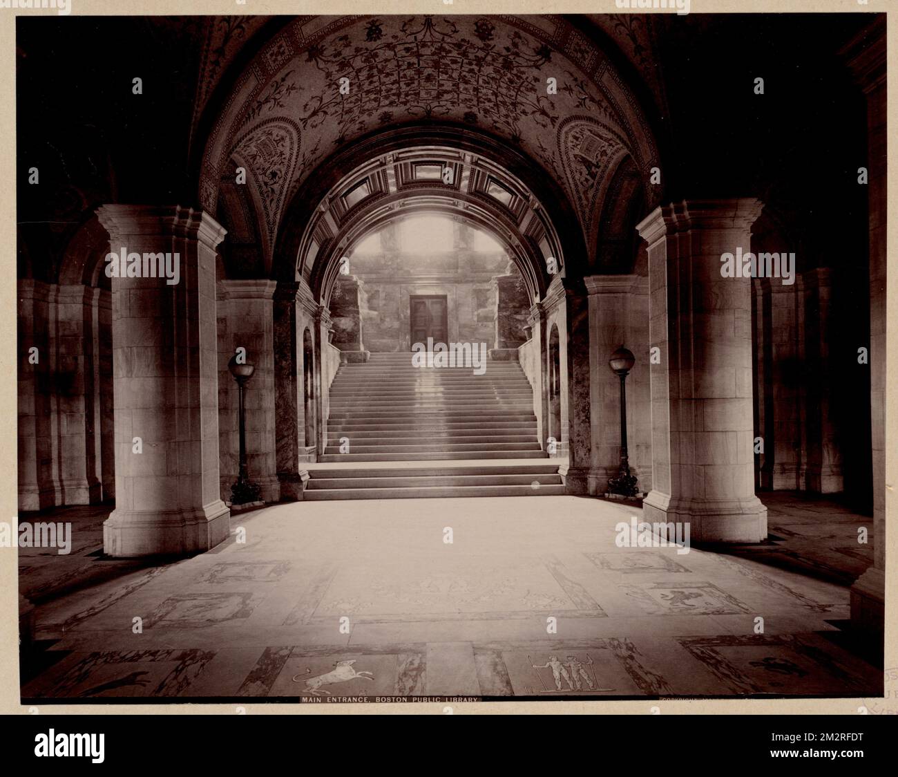 Entrance hall and Grand staircase, construction of the McKim Building ...