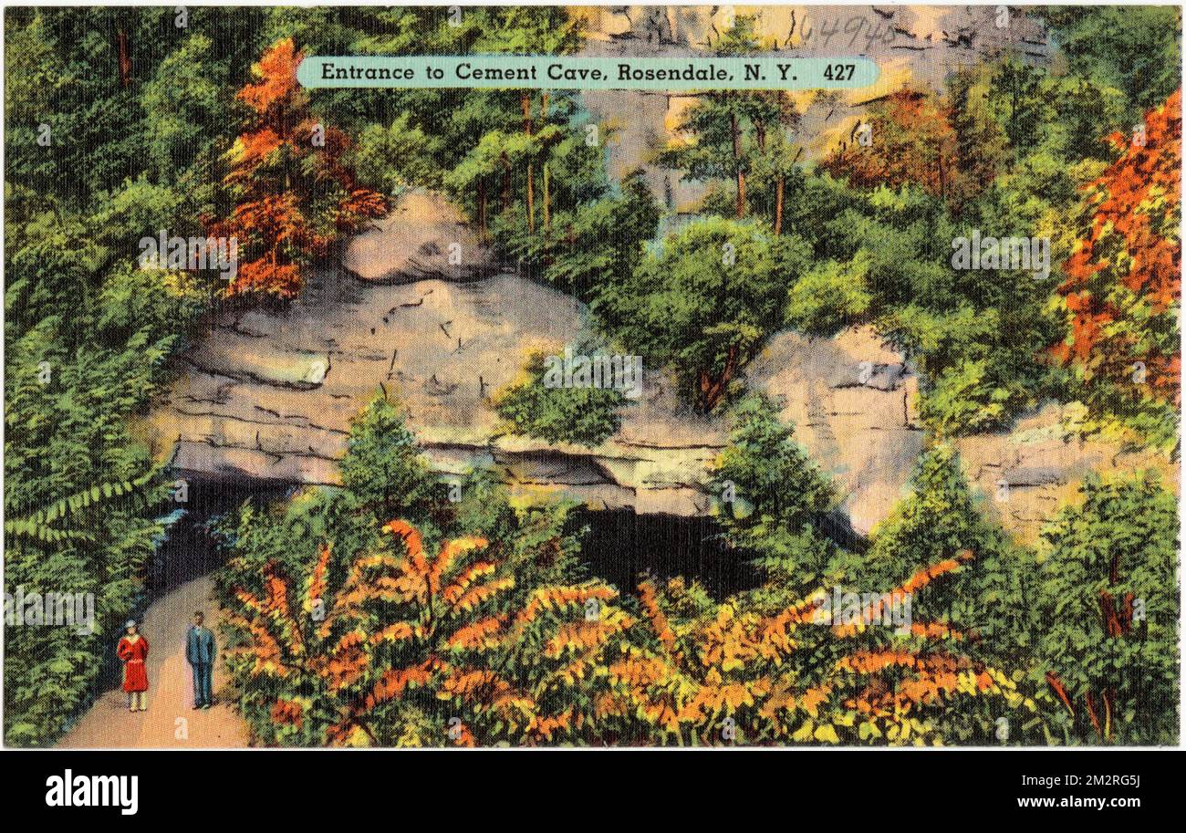 Entrance to Cement Cave, Rosendale, N. Y. , Caves, Tichnor Brothers ...