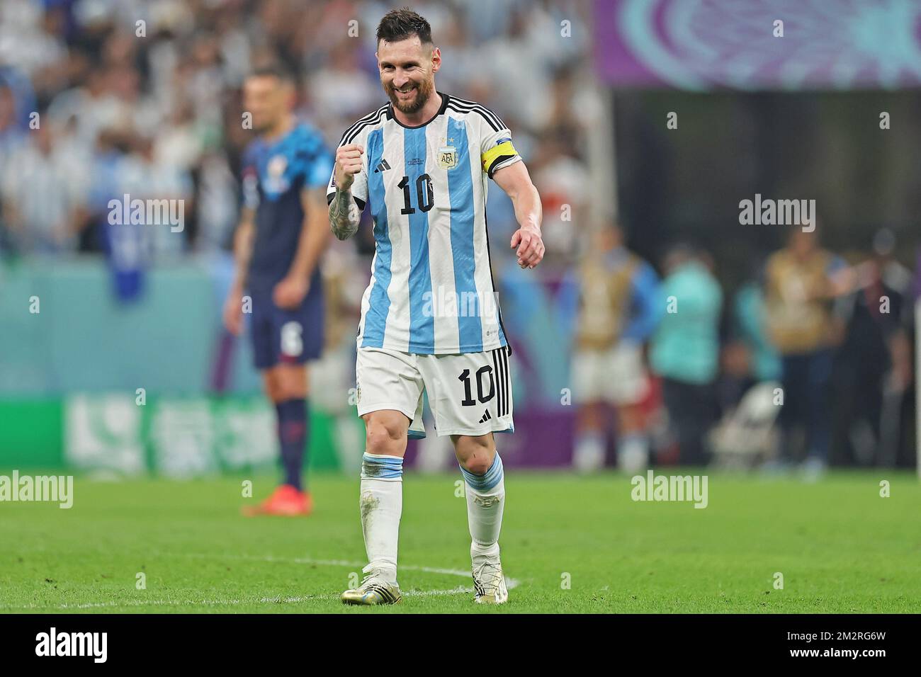 Lionel Messi of Argentina celebrates after scoring the 2-0 during the ...