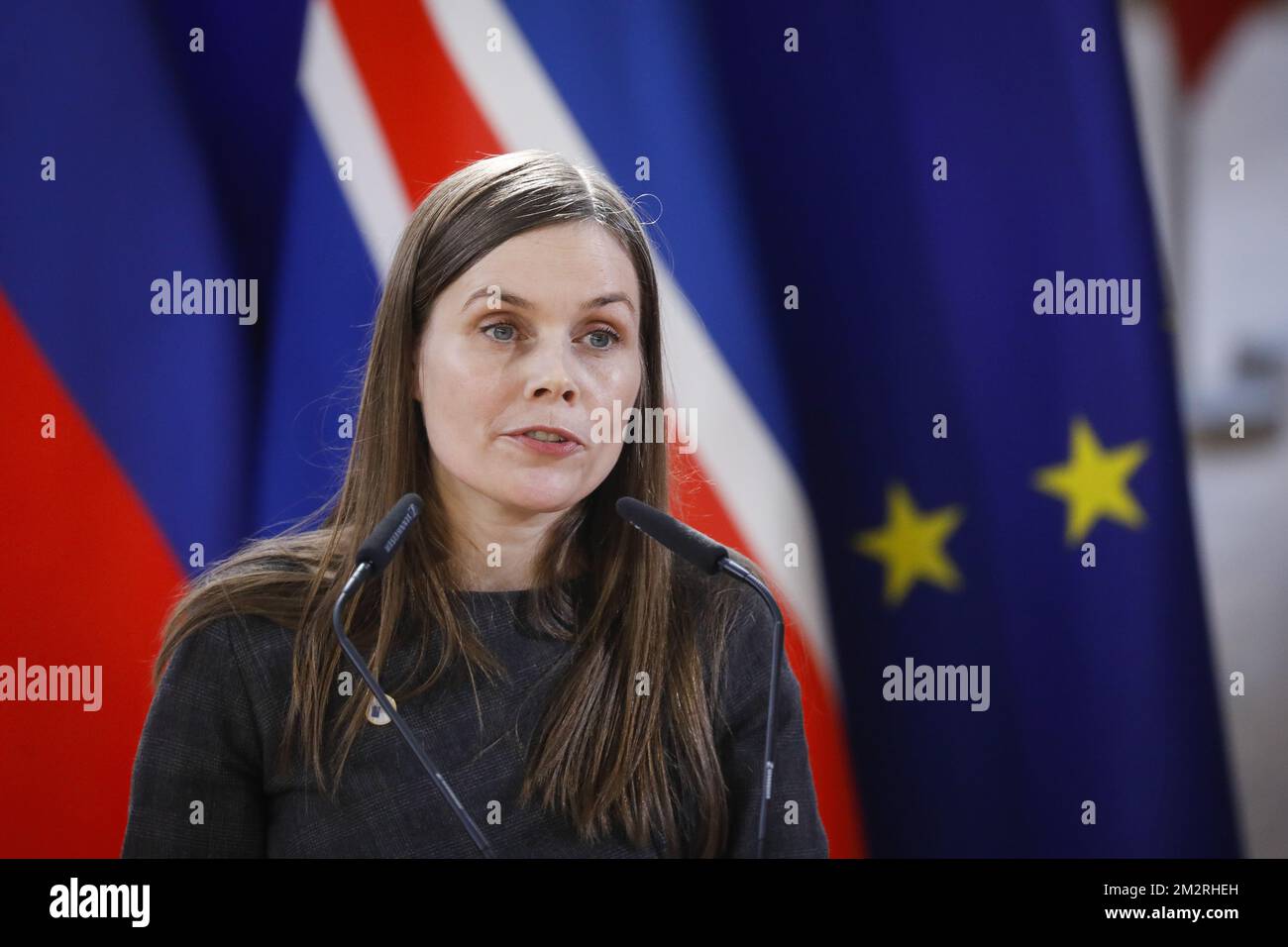 Iceland Prime Minister Katrin Jakobsdottir pictured during the second ...