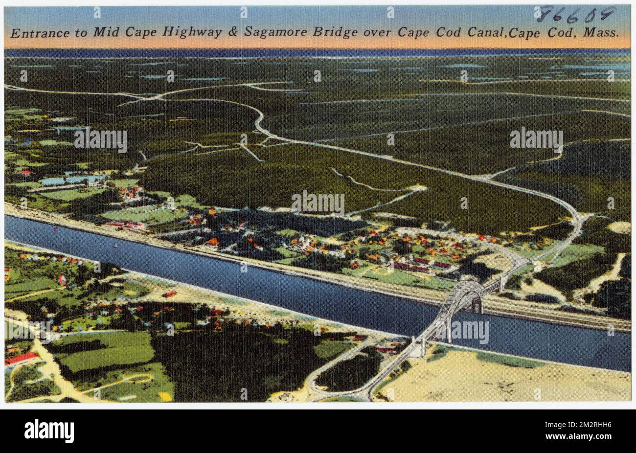 Entrance to Mid Cape Highway & Sagamore Bridge over Cape Cod Canal ...