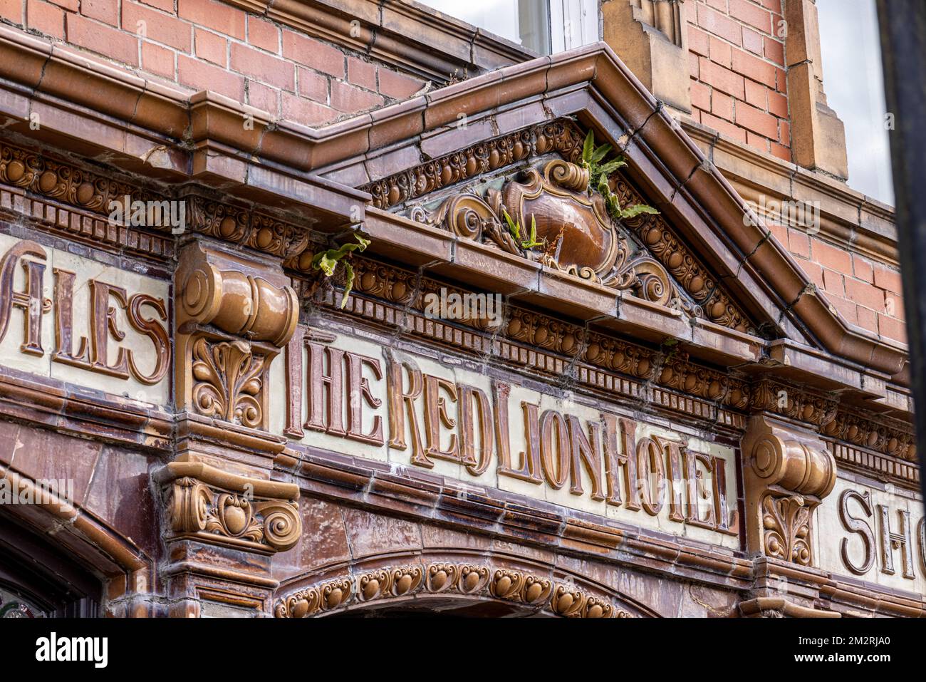 Tiled name over entrance, Red Lion Hotel, National Tramway Museum ...
