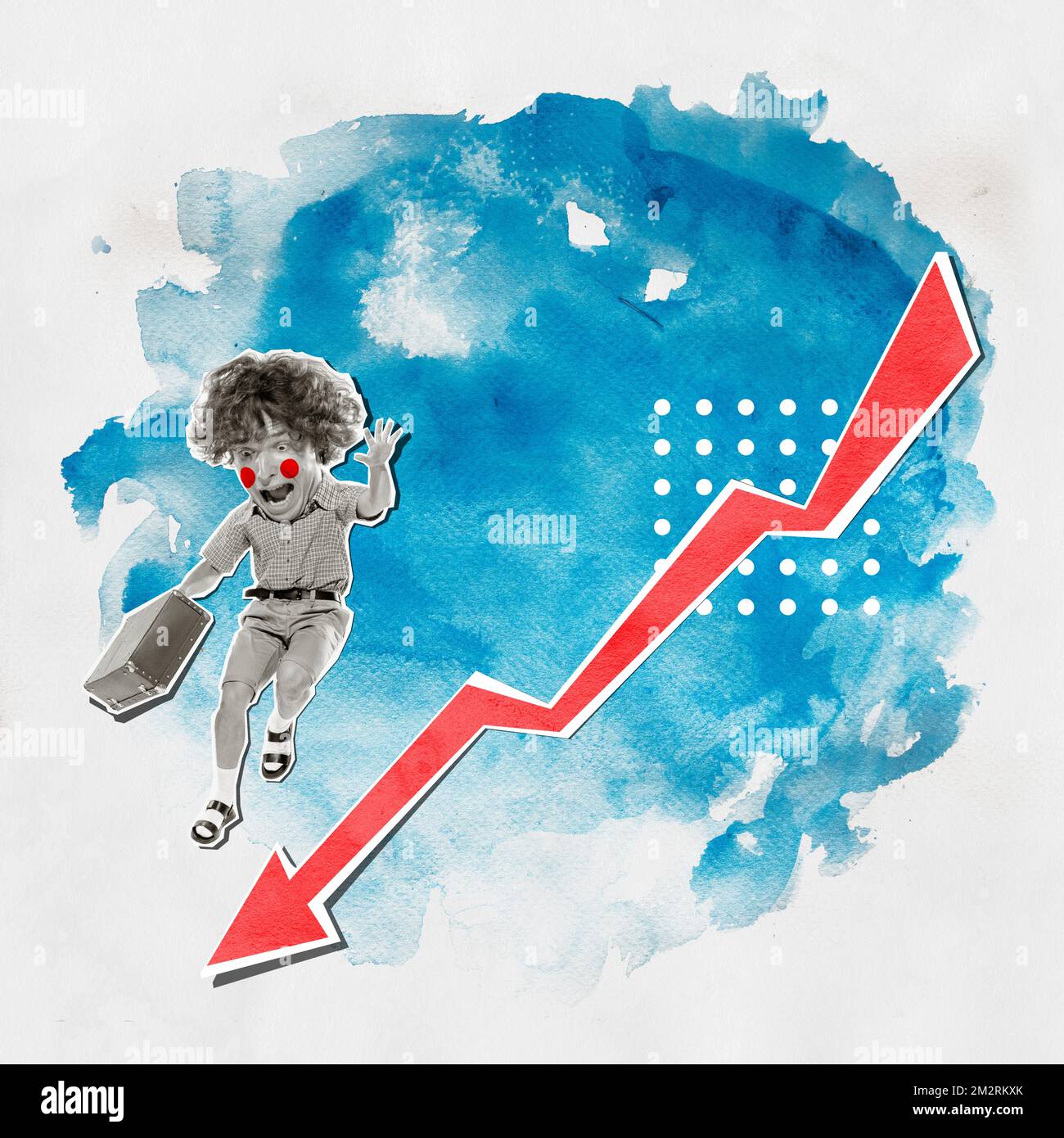 Contemporary art collage. Businessman, employee suffering from failure ...