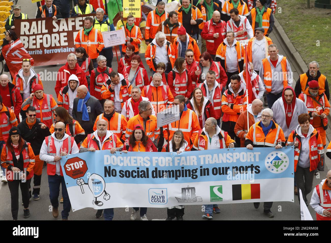 a protest action of the UBT-FGTB Transport trade union, , in Brussels ...