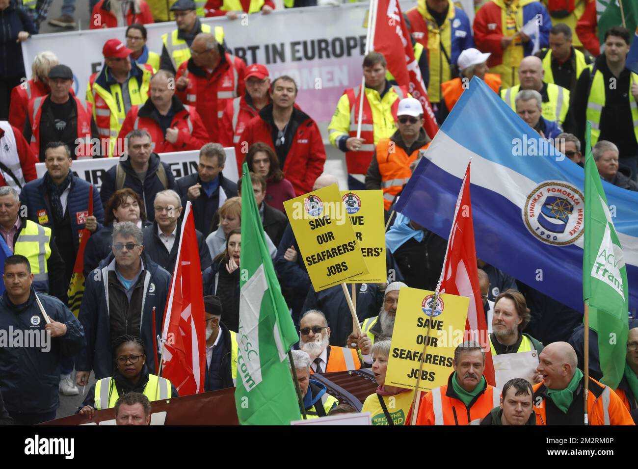 a protest action of the UBT-FGTB Transport trade union, , in Brussels ...