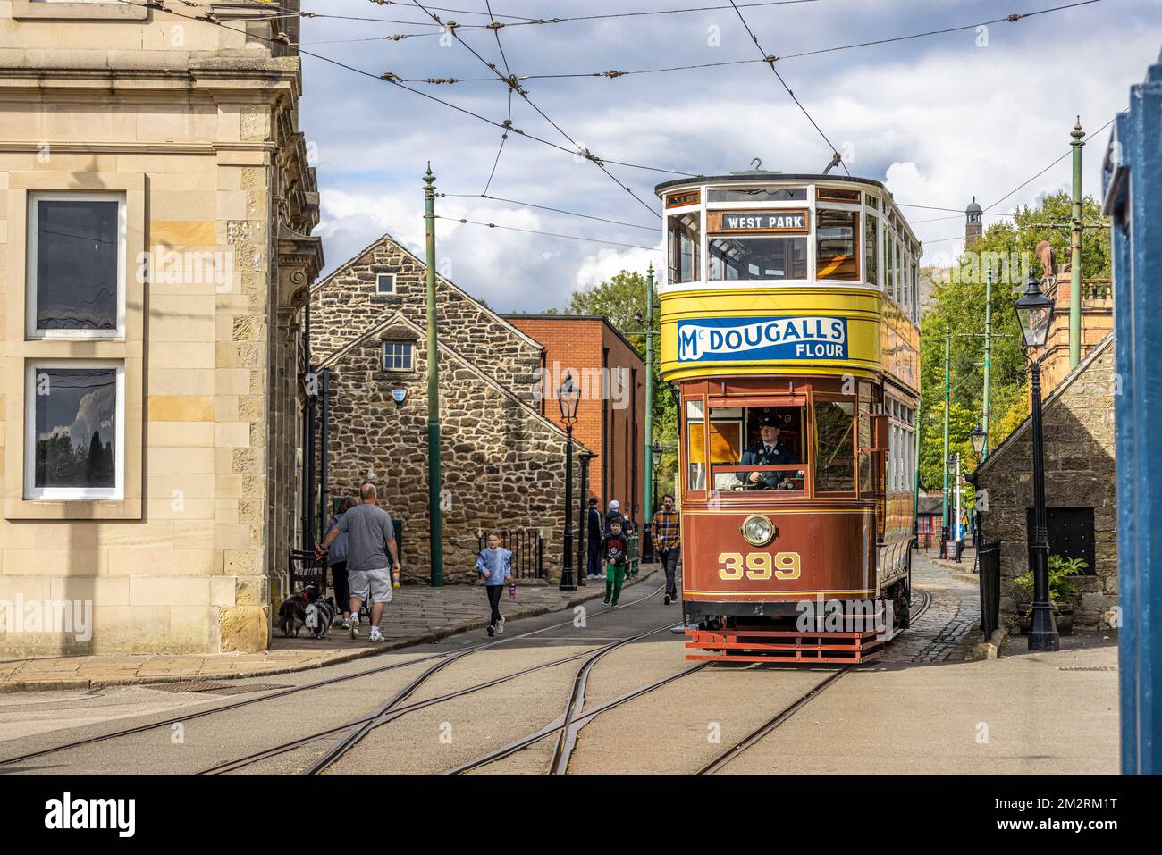 Leeds City Transport Tram No. 399 arriving at Crich Town End Terminus ...