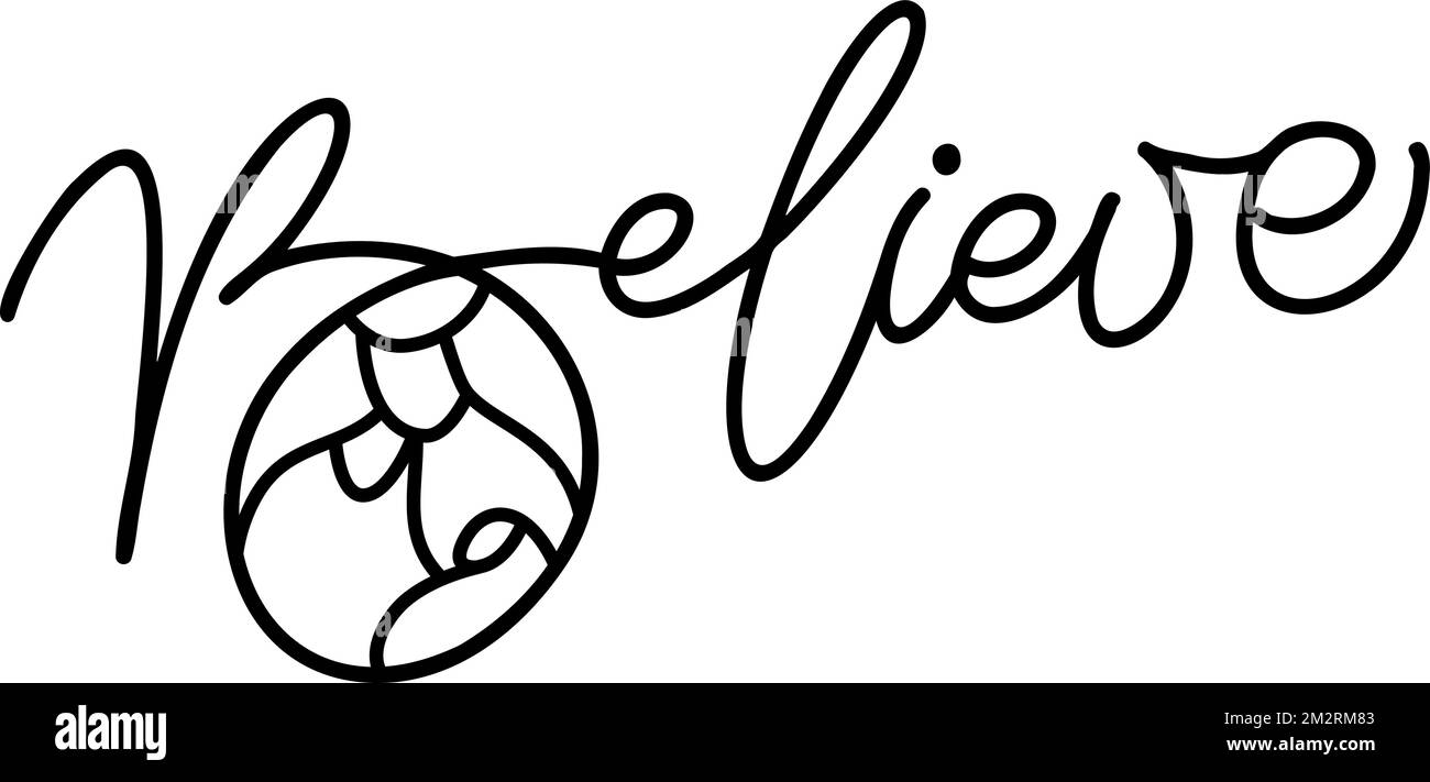 Believe monoline calligraphy text and Christmas Vector religious ...