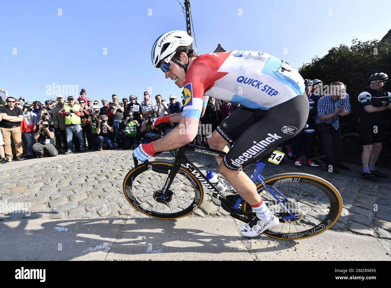 Luxembourgian Bob Jungels of Deceuninck - Quick-Step pictured in action ...