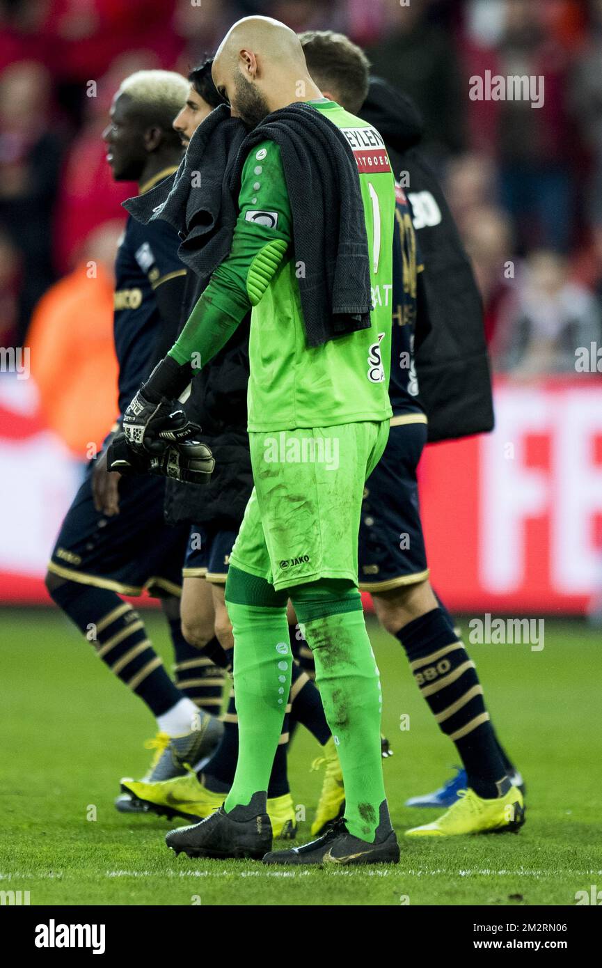 Antwerp's goalkeeper Sinan Bolat looks dejected after a soccer game ...