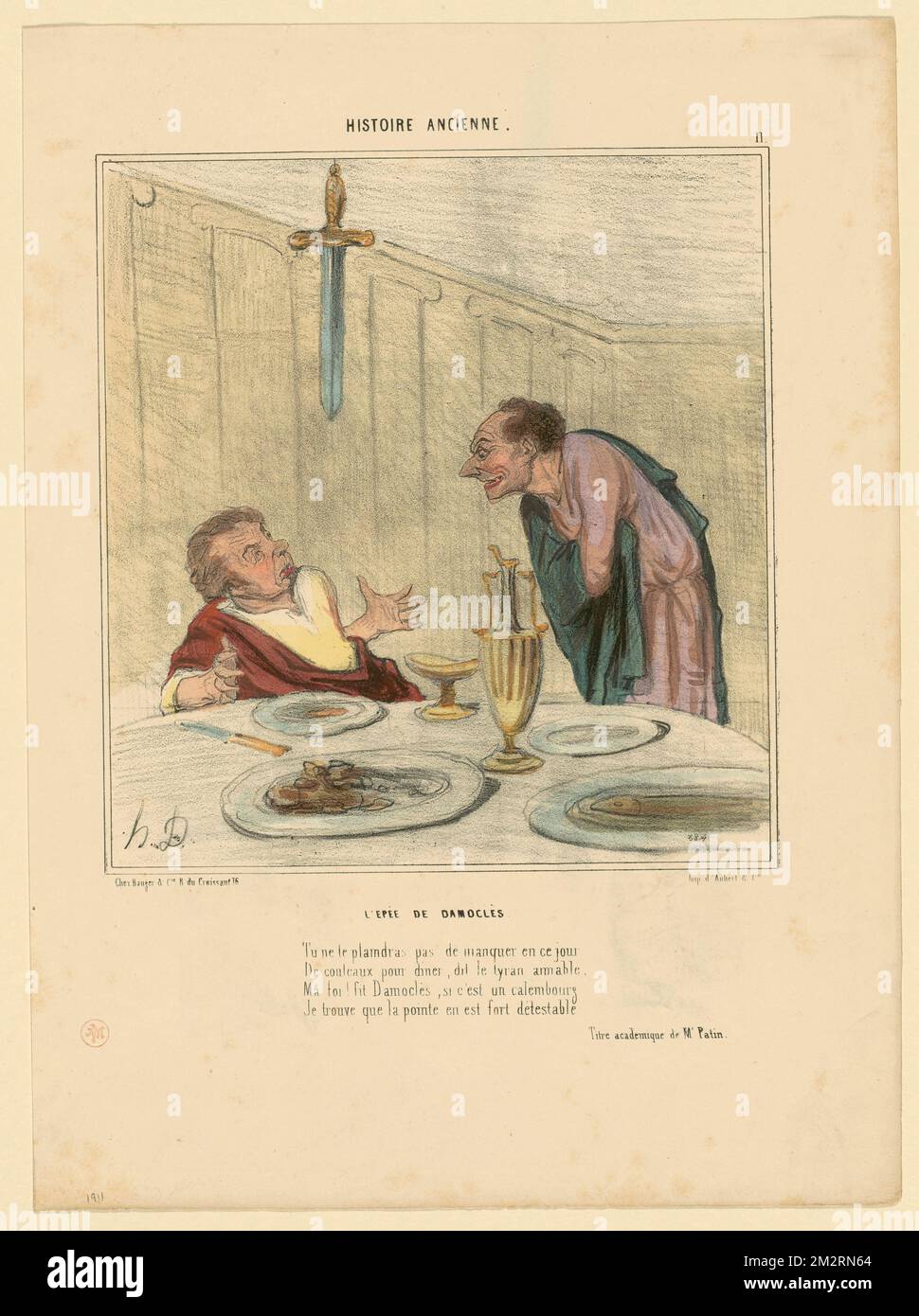 L'Épée de Damoclès. Honoré Daumier (1808-1879). Lithographs Stock Photo ...