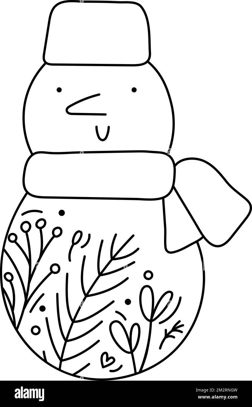 Snowman Outline Clip Art Black And White